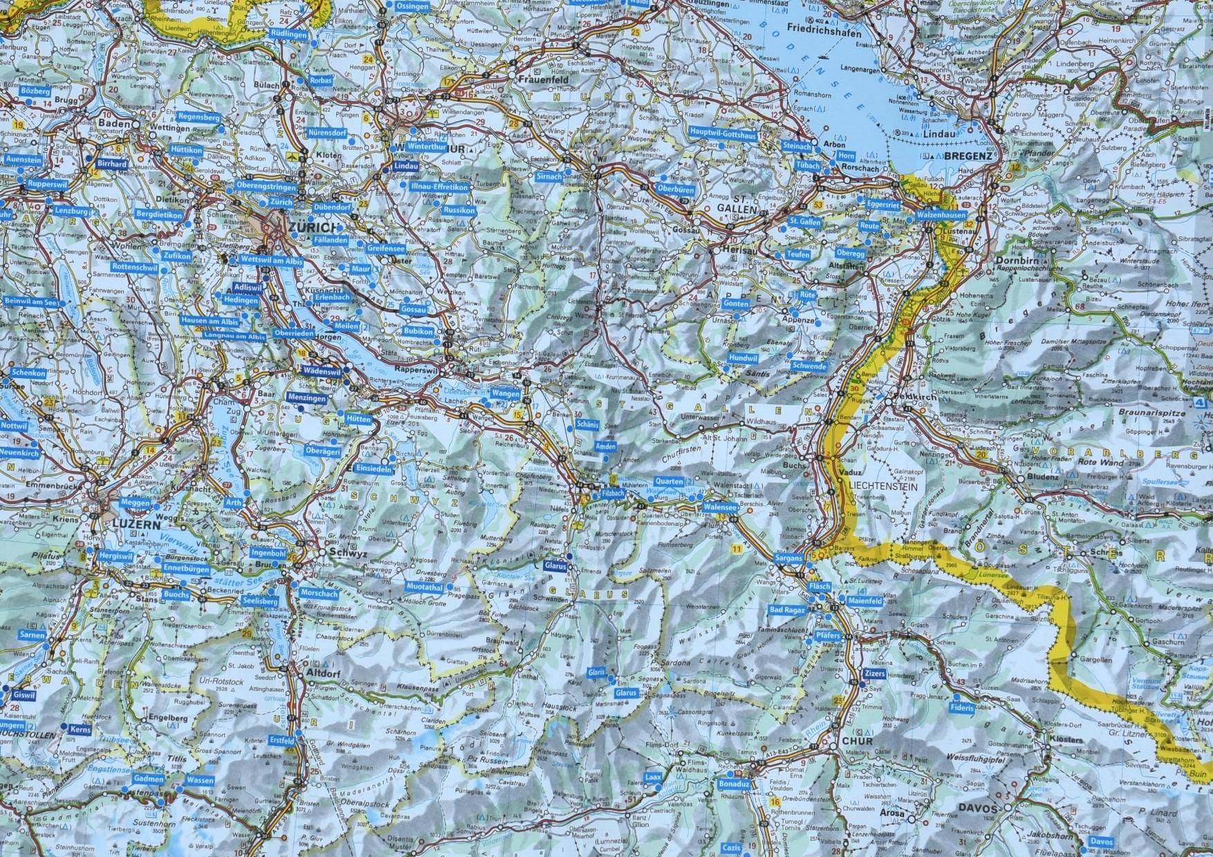 Carte routière des aires gratuites en Suisse